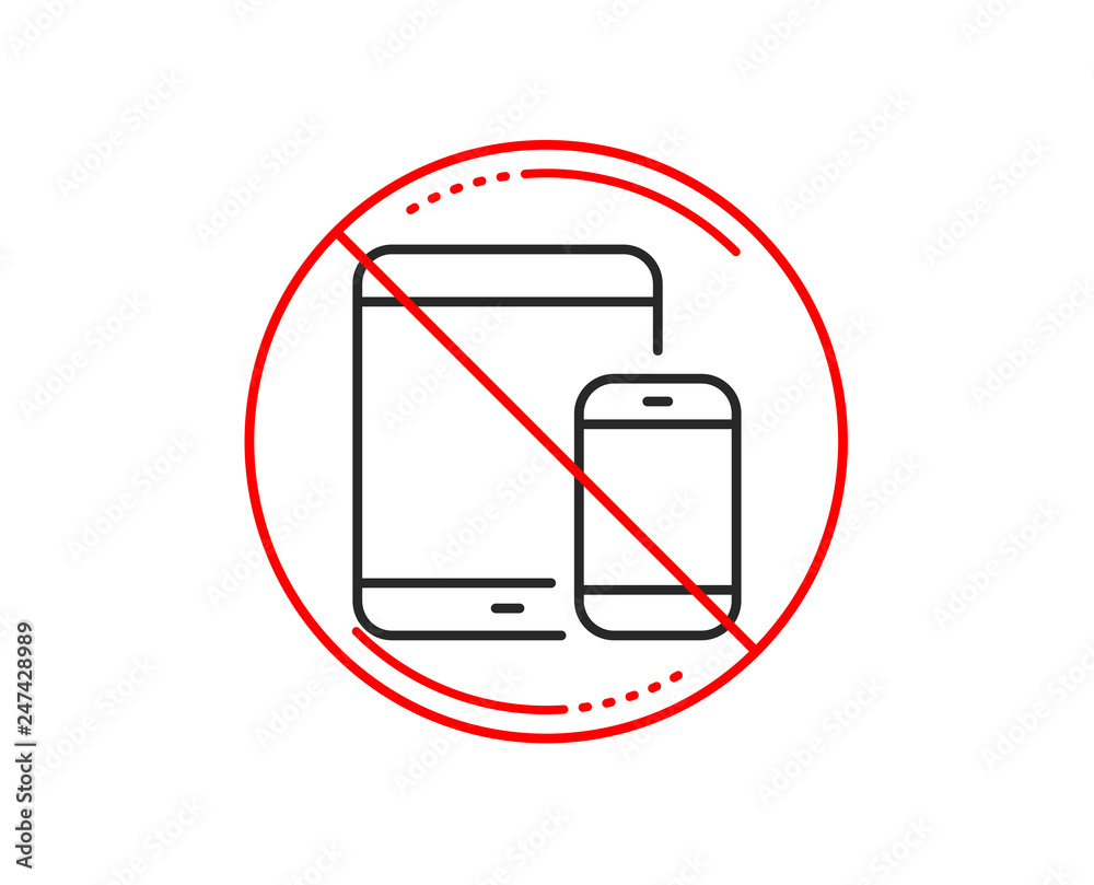 No or stop sign. Mobile Devices icon. Smartphone and Tablet PC signs ...
