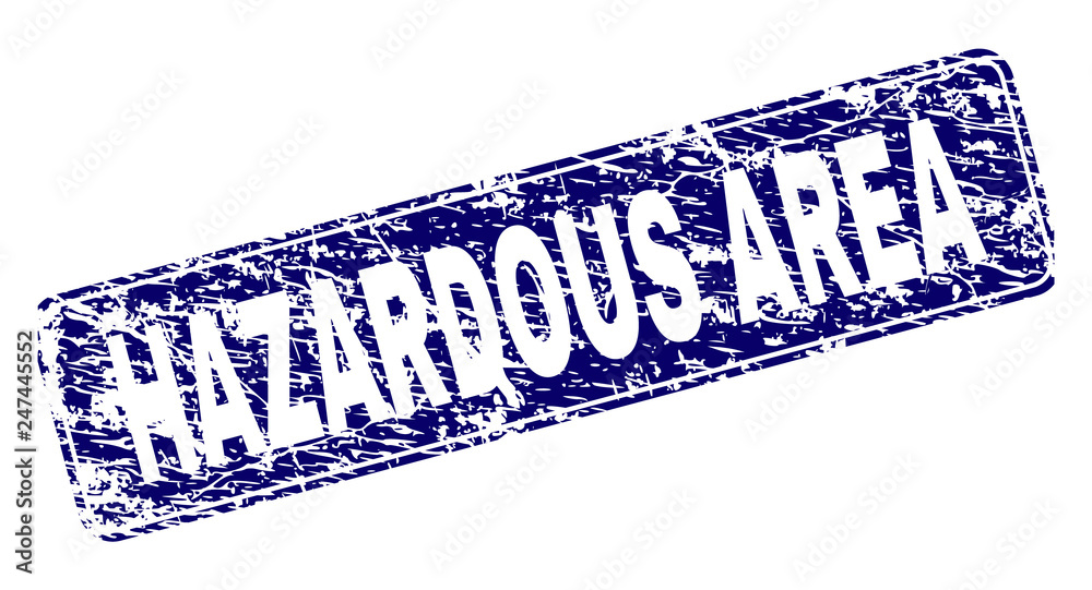 HAZARDOUS AREA stamp seal print with distress texture. Seal shape is a ...
