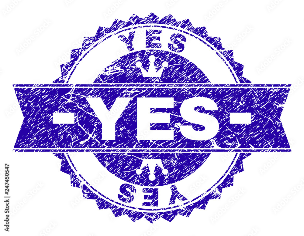 YES rosette seal watermark with distress texture. Designed with round ...