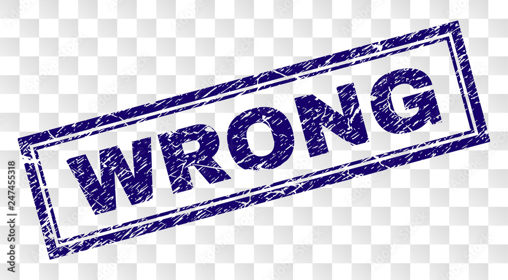 WRONG stamp seal print with scratched style and double framed rectangle ...