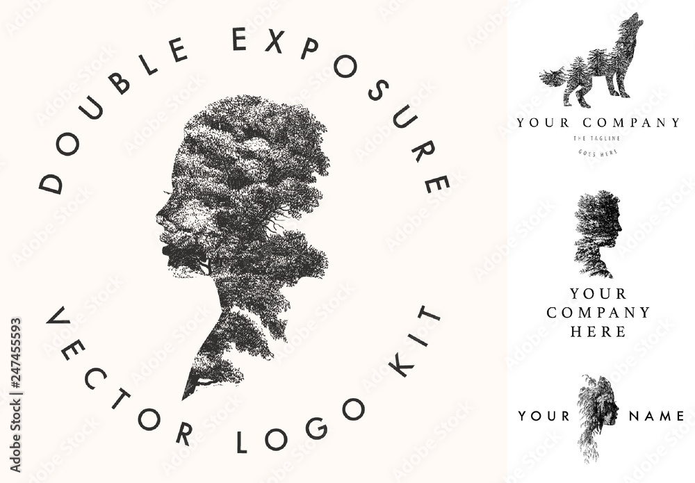 Double Exposure Logo Layout Kit Stock Template | Adobe Stock