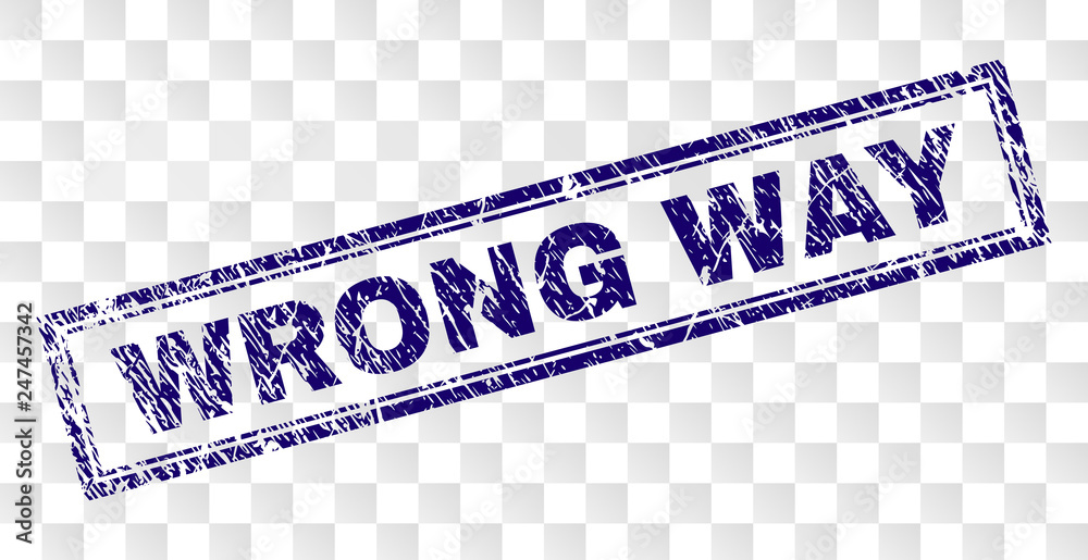 WRONG WAY stamp seal print with rubber print style and double framed ...