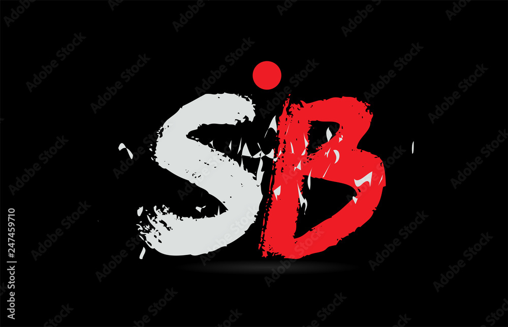 alphabet letter combination SB S B with grunge texture on black ...