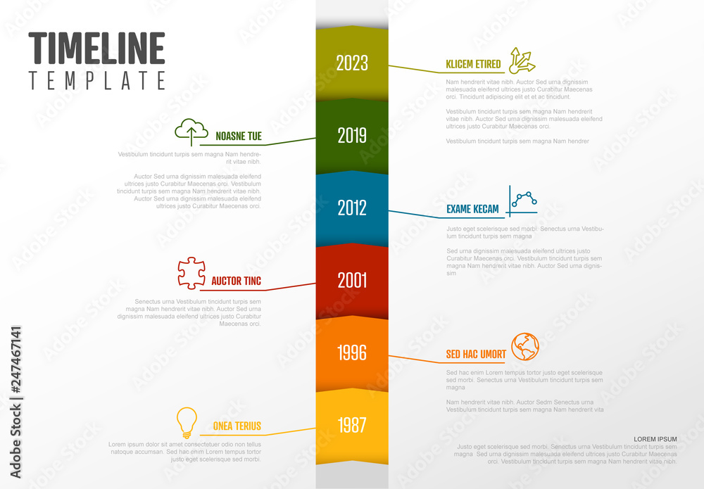 Vertical Multicolored Timeline Infographic Stock Template | Adobe Stock