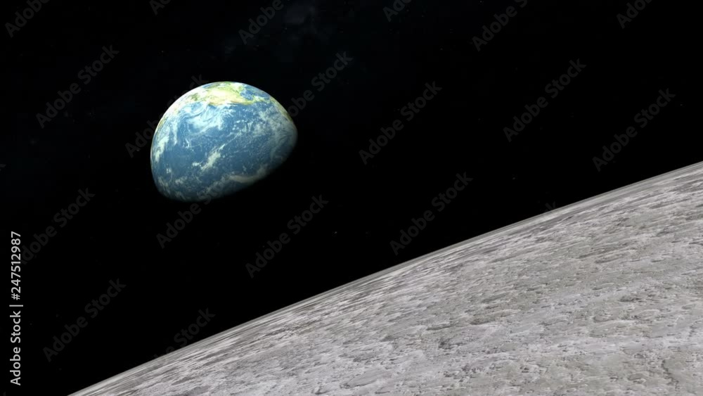 Half Illuminated Earth From The Moon Angle View Stock Video | Adobe Stock