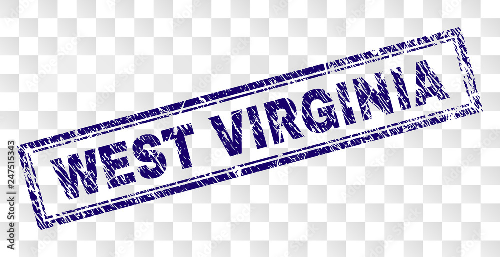 WEST VIRGINIA stamp seal print with rubber print style and double ...
