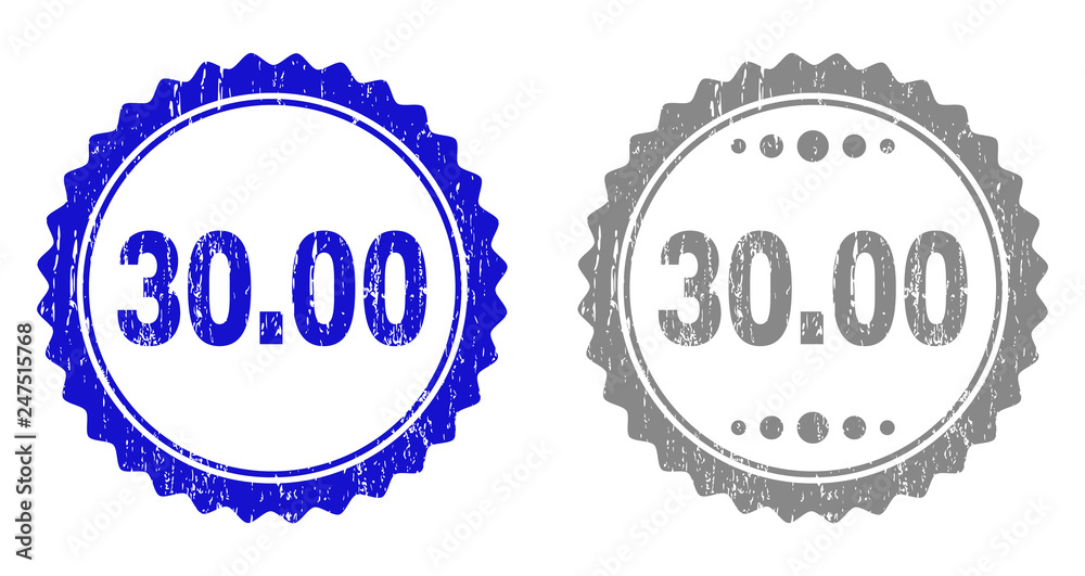 30.00 stamp seals with distress texture in blue and gray colors ...