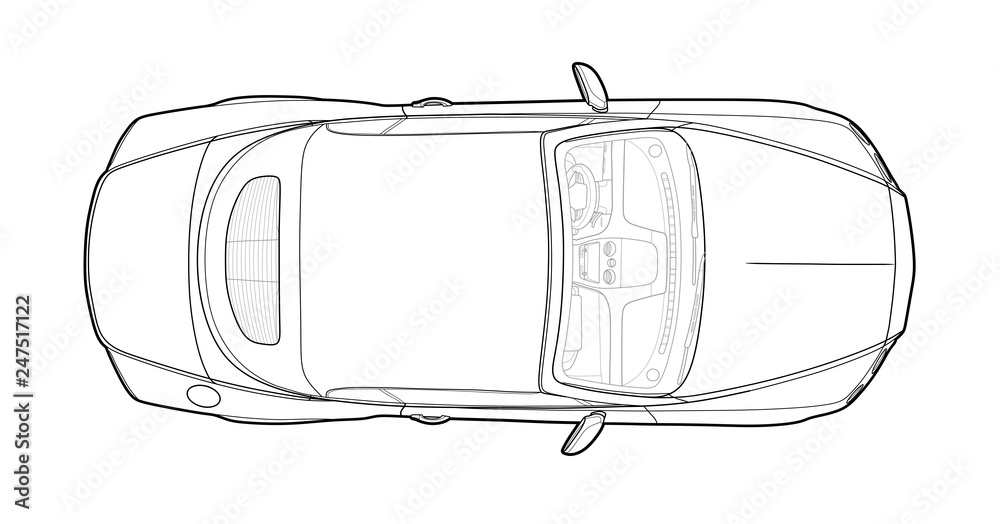 Car from top view vector. Flat design auto. Stock Vector | Adobe Stock