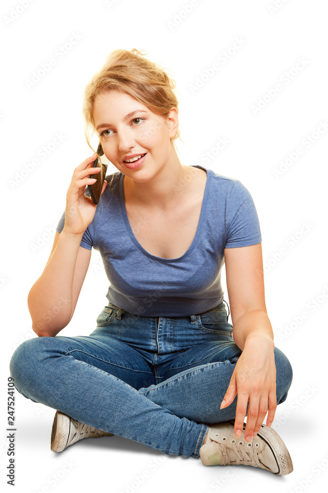 Junge Frau beim Telefonieren mit Smartphone Stock Photo | Adobe Stock