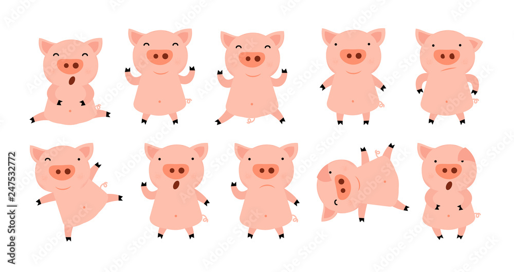 Collection of little piggy. Stock Vector | Adobe Stock