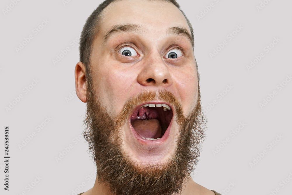 Moustache Man With Mouth Open