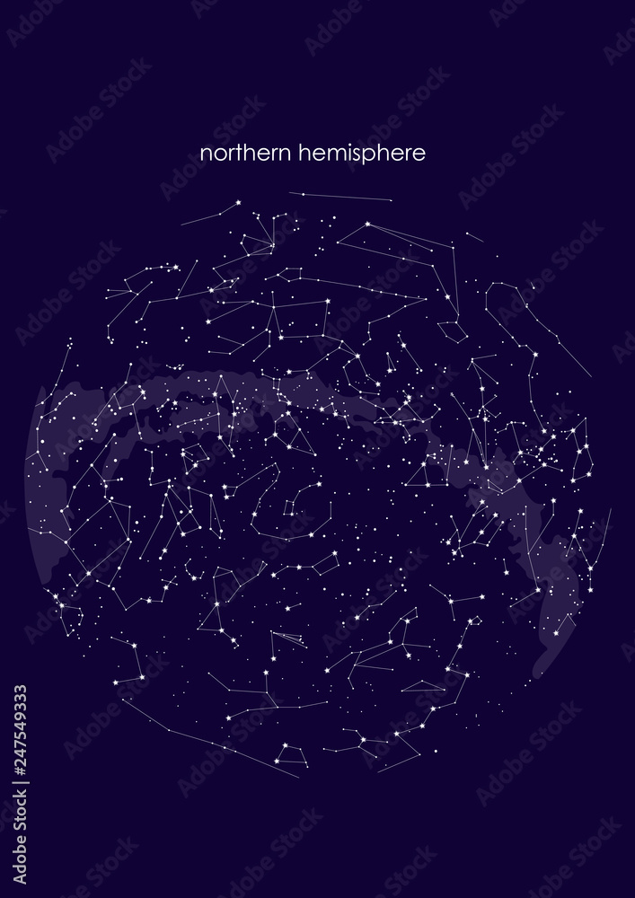 true constellations of the Northern hemisphere., star map. Science ...