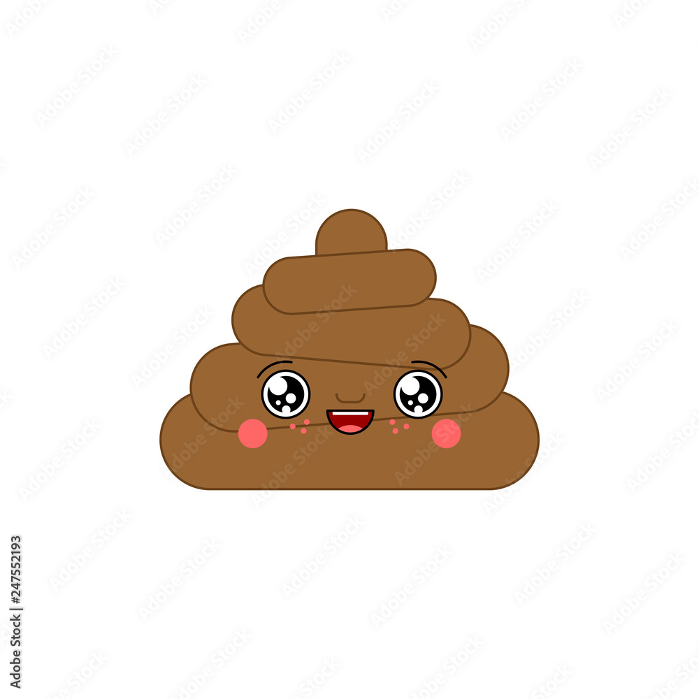 Shit kawaii Cute cartoon. Funny poop. Sweet turd vector illustration ...