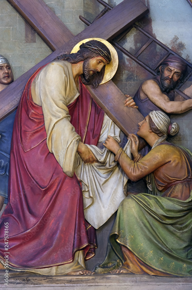 6th Stations of the Cross, Veronica wipes the face of Jesus, Basilica ...