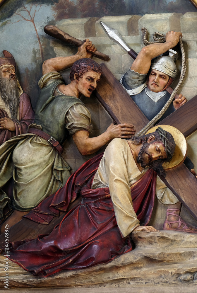 7th Stations of the Cross, Jesus falls the second time, Basilica of the ...