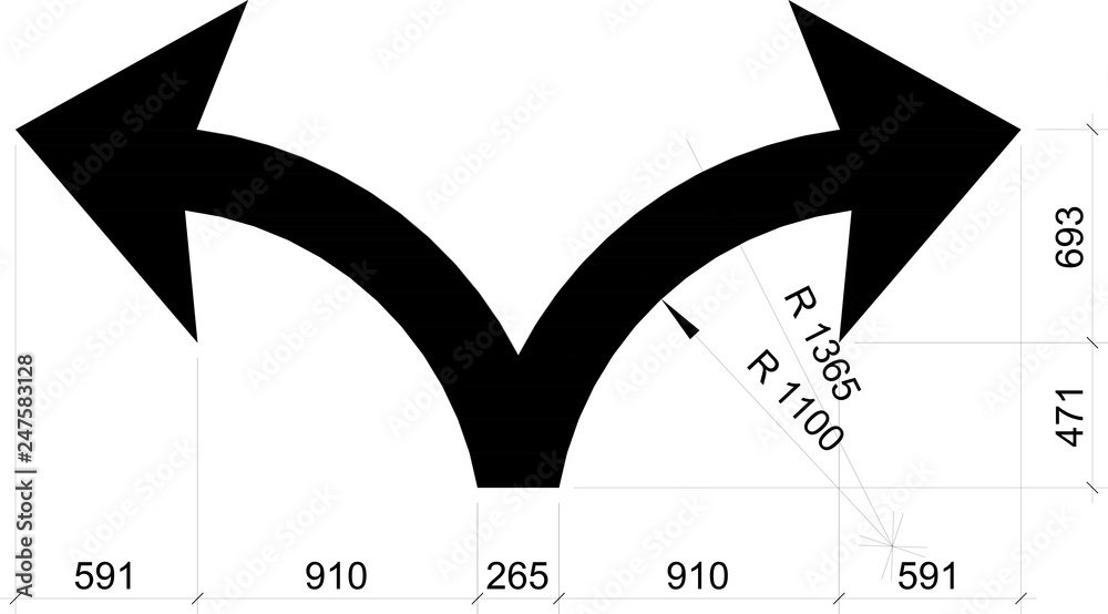 Black and white illustration image of road direction arrow complete ...