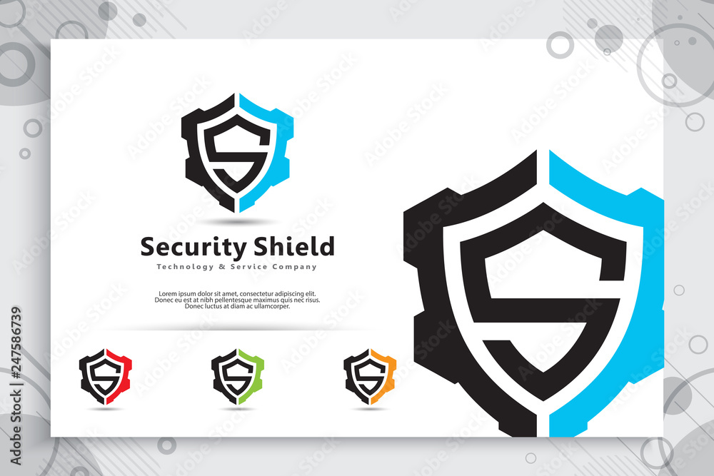 Security shield tech vector logo design with modern concept , abstract ...