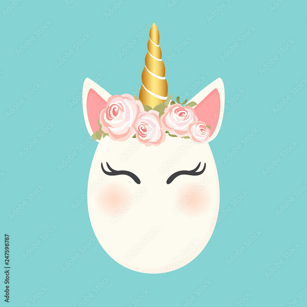 Cute unicorn Easter egg vector graphic design. Easter holiday concept ...