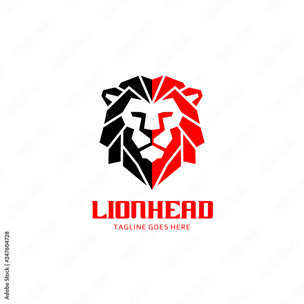 Abstract Lion Head Logo Vector Template Stock Vector | Adobe Stock