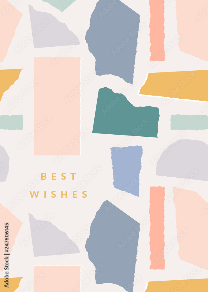Paper Collage Greeting Card Template Stock Vector | Adobe Stock
