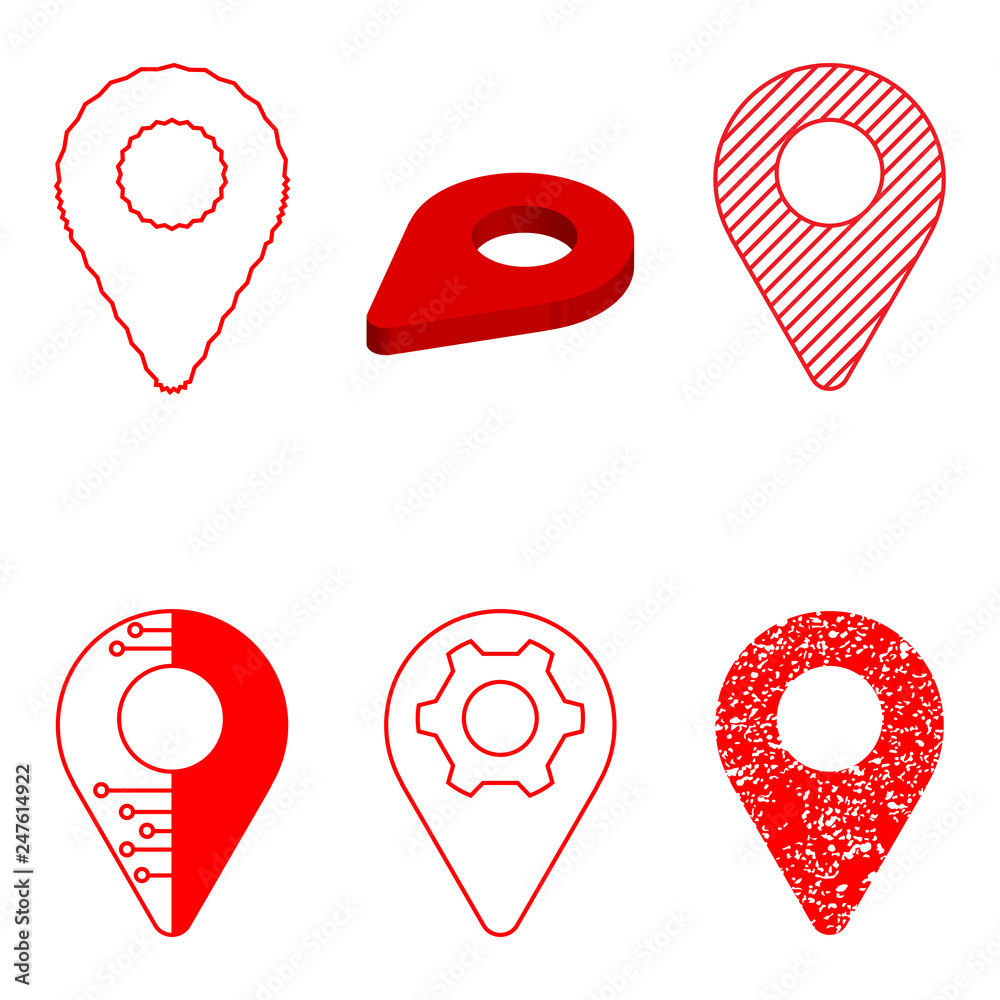 Geolocation icon pack. Set of Geolocation signs in different style for ...