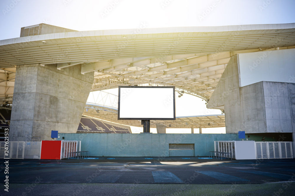 Stadium Billboard with Blank White Isolated Clipping Path Stock Photo ...