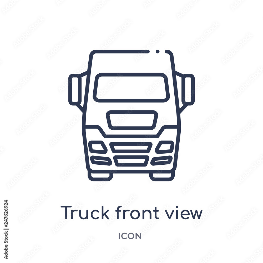 truck front view icon from transport outline collection. Thin line ...