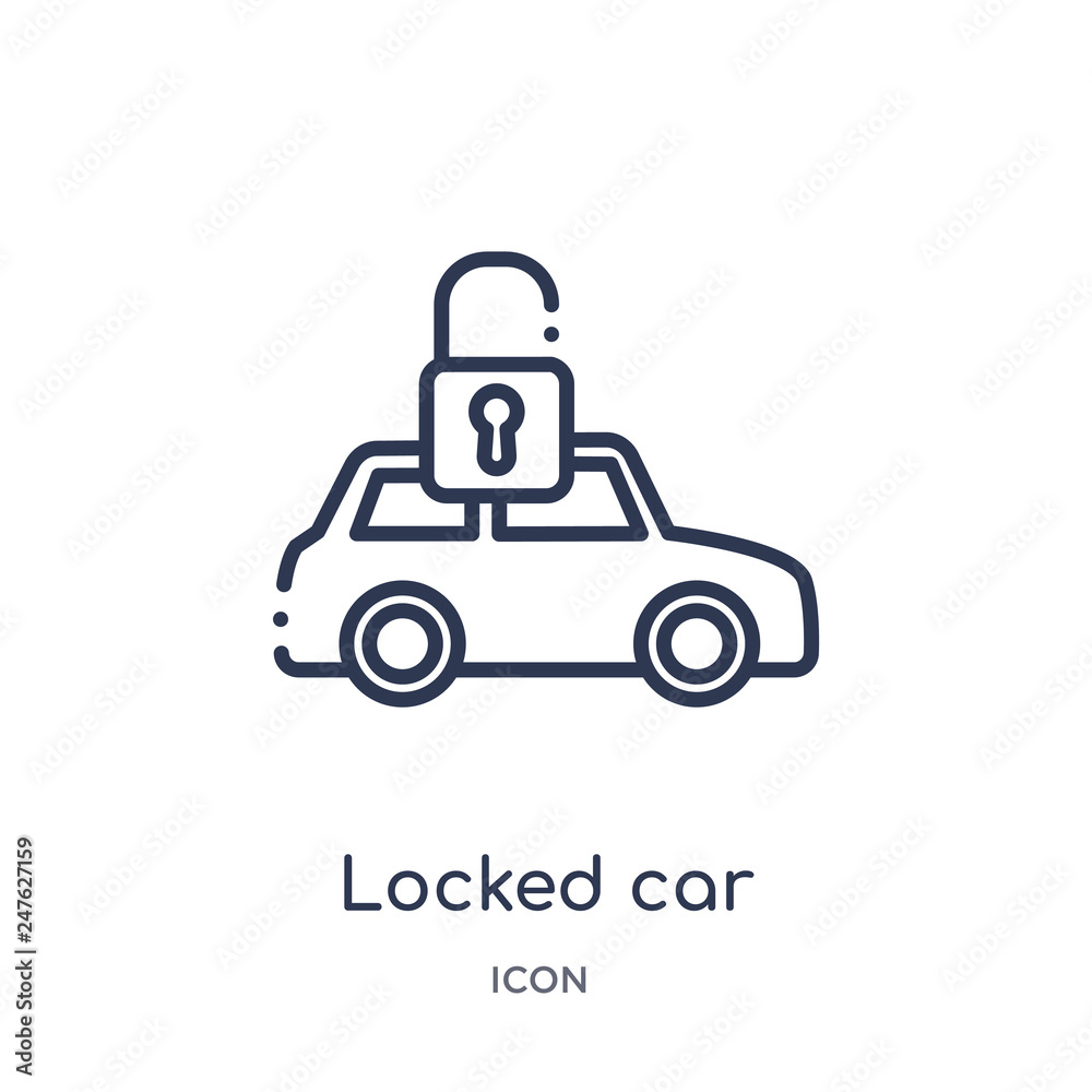 locked car icon from transport outline collection. Thin line locked car ...