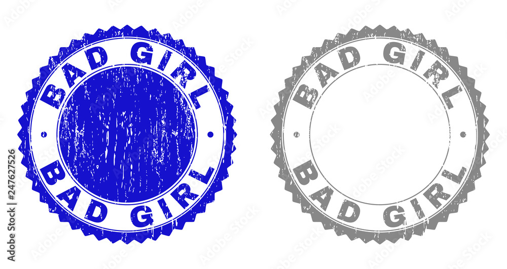 Grunge BAD GIRL stamp seals isolated on a white background. Rosette ...