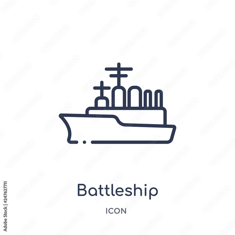 battleship icon from transport outline collection. Thin line battleship ...