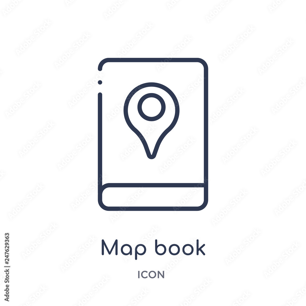 map book icon from travel outline collection. Thin line map book icon ...