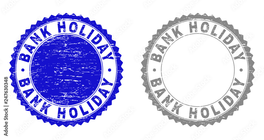 Grunge BANK HOLIDAY stamp seals isolated on a white background. Rosette ...