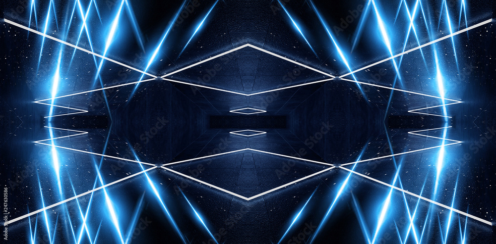 Abstract blue neon background, dark background. Abstract light ...