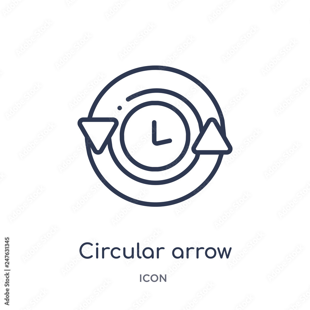 circular arrow clock icon from user interface outline collection. Thin ...