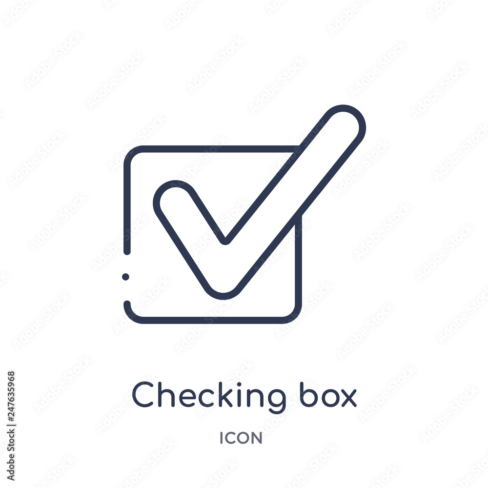 Vecteur Stock checking box with a checkmark icon from user interface outline collection. Thin ...