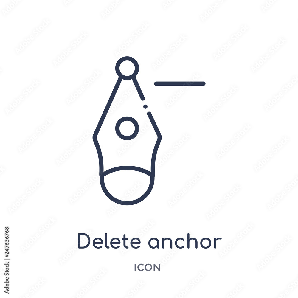 delete anchor point icon from user interface outline collection. Thin line delete anchor point ...