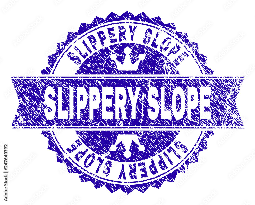 SLIPPERY SLOPE rosette seal imprint with grunge style. Designed with ...
