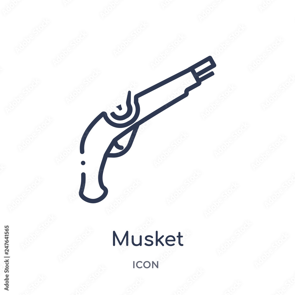 musket icon from weapons outline collection. Thin line musket icon ...