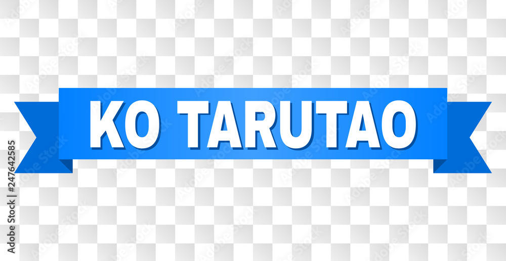 KO TARUTAO text on a ribbon. Designed with white caption and blue ...