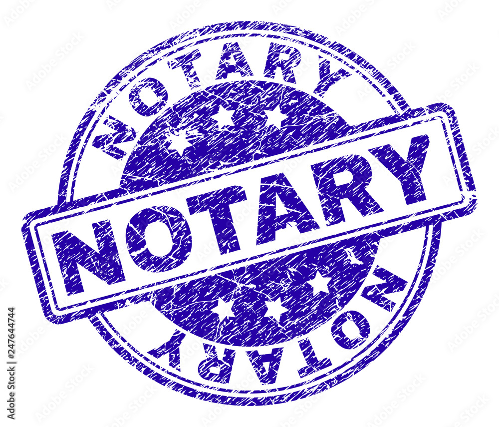 NOTARY stamp seal watermark with grunge effect. Designed with rounded ...