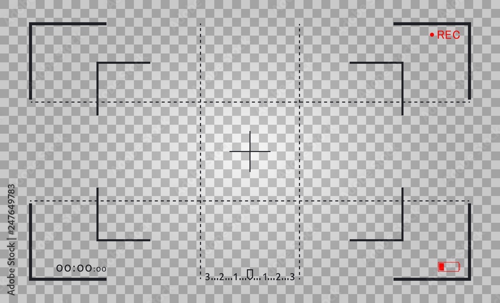 Camera frame viewfinder screen. Video recorder digital display with ...