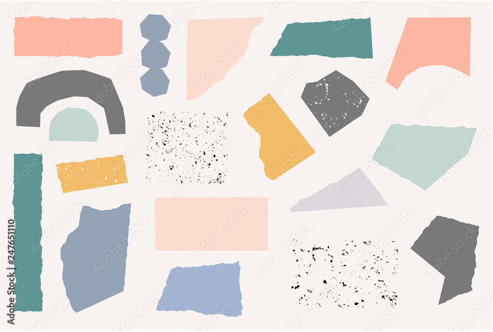Paper Cut Shapes and Textures Collage Set Stock Vector | Adobe Stock
