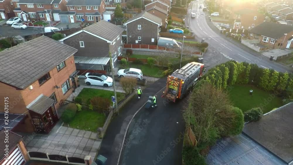January 201, Aerial View, footage of Dustmen putting recycling waste ...