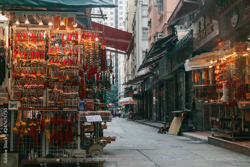 Lascar Row in Hong Kong with vintage stuff stall Stock Photo | Adobe Stock