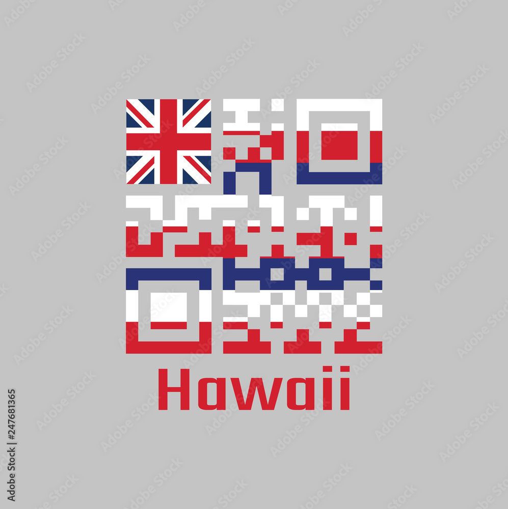 QR code set the color of Hawaii flag, Eight alternating horizontal ...