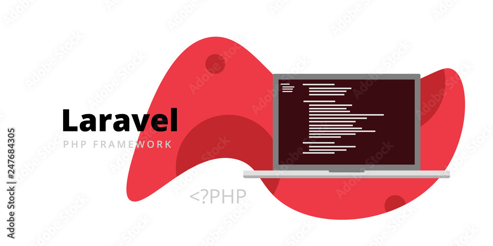 Learn To Code Laravel Php Framework Programming Language With Script Code On Laptop Screen