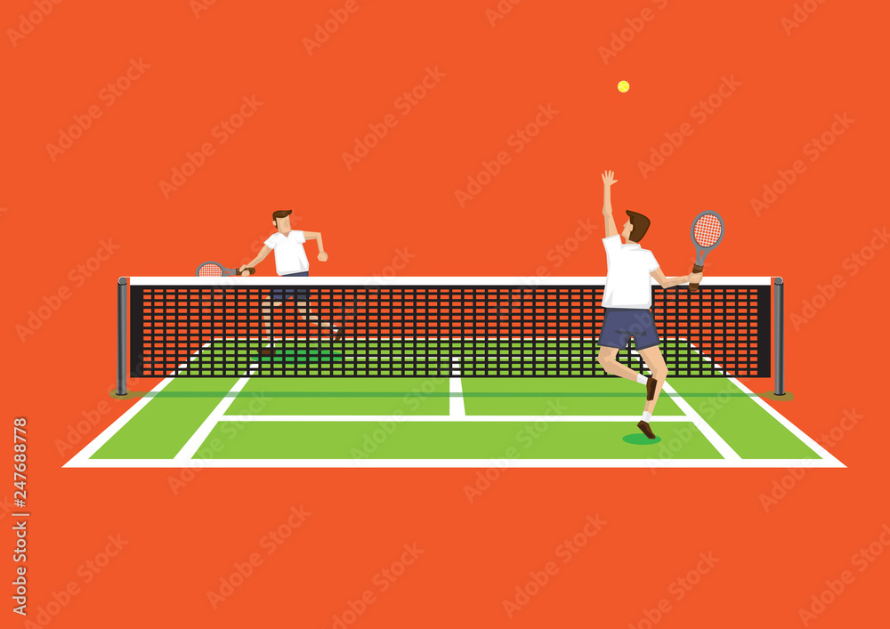 Throw and Serve Tennis Sport in Tennis Court Vector Illustration Stock ...