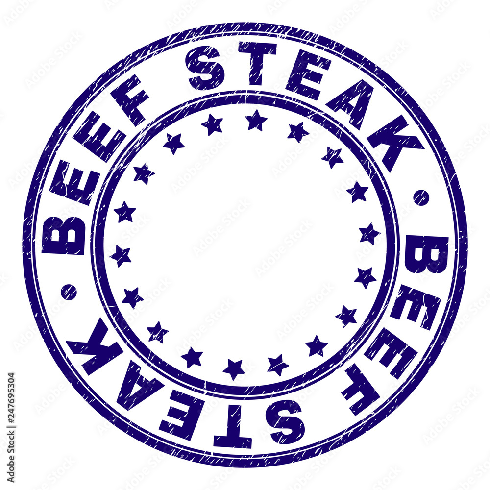 BEEF STEAK stamp seal watermark with grunge texture. Designed with ...