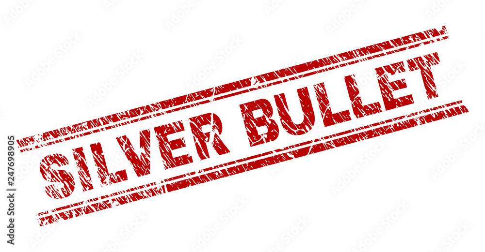 SILVER BULLET seal print with corroded style. Red vector rubber print ...