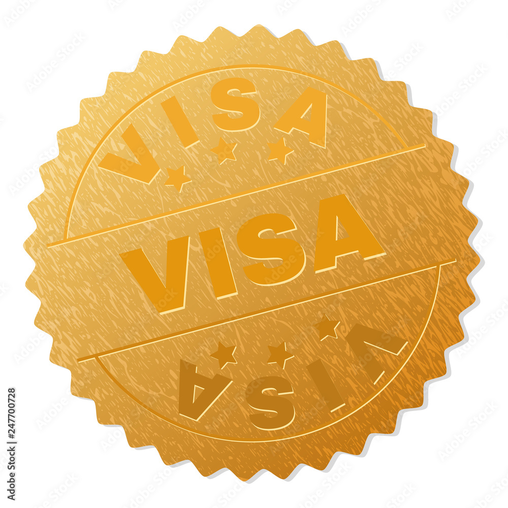 VISA gold stamp medallion. Vector golden award with VISA text. Text ...
